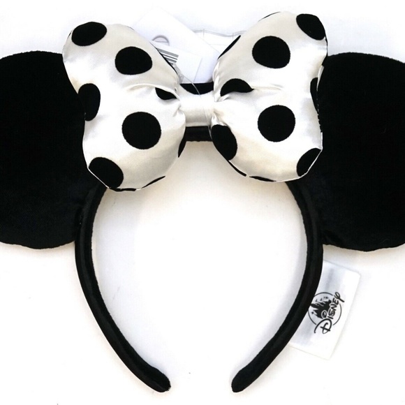Disney | Accessories | Disney Black White Polka Dot Dot Minnie Ears ...